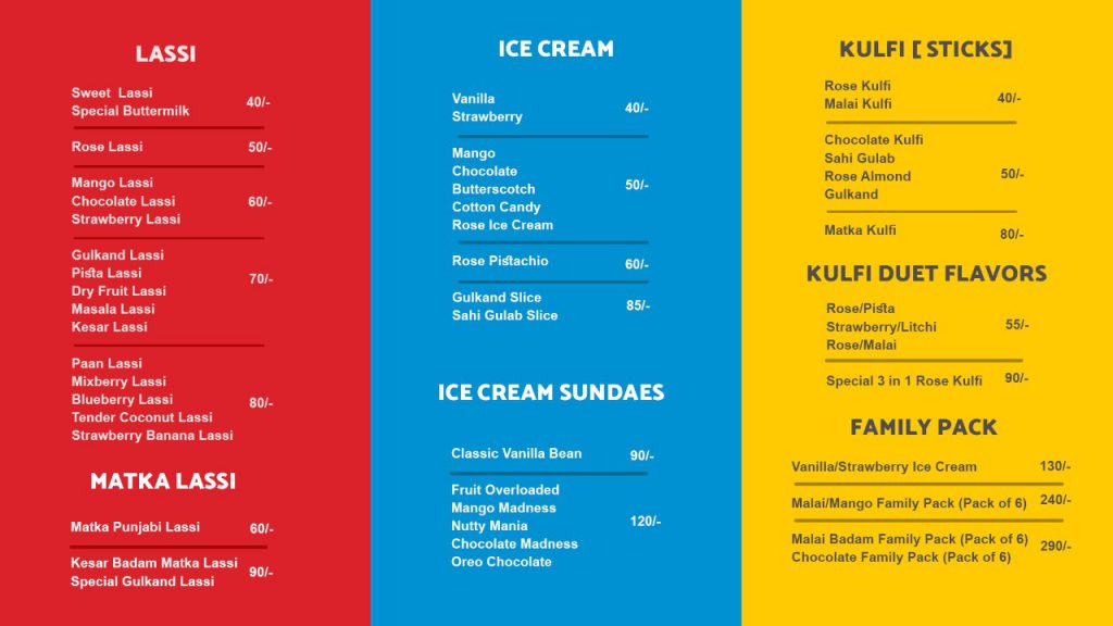 Rose Milk Factory Menu - Best Rose Milk in Town